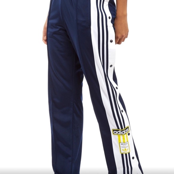 adidas | Pants | Adidas Navy White Stripe Side Snap Track Pants With ...